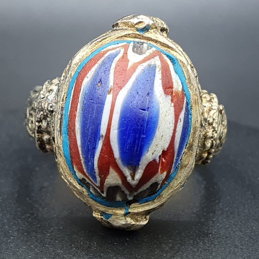 Antique Vintage Old Chevron Mosaic Glass With Beautiful Pattern Brass ...