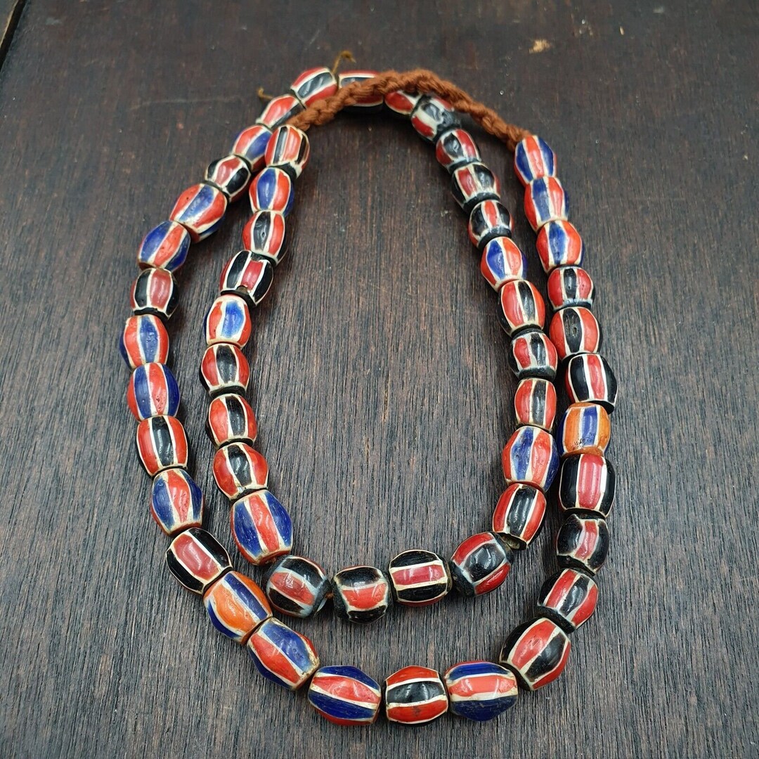 Antique Vintage Venetian Style Red Chevron Trade Beads Necklace - Etsy