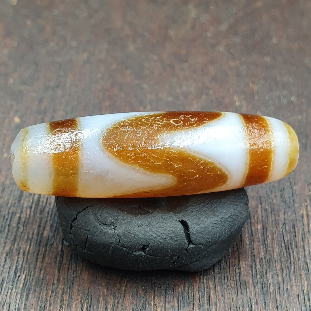 Soft Skin Tibetan Bead Old Agate Tiger Teeth Dzi Pure Amulet Tibet Eyes ...