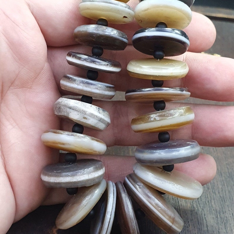 Very Rare Collection Ancient Dzi Agate Stone Disc Himalaya Beads ...