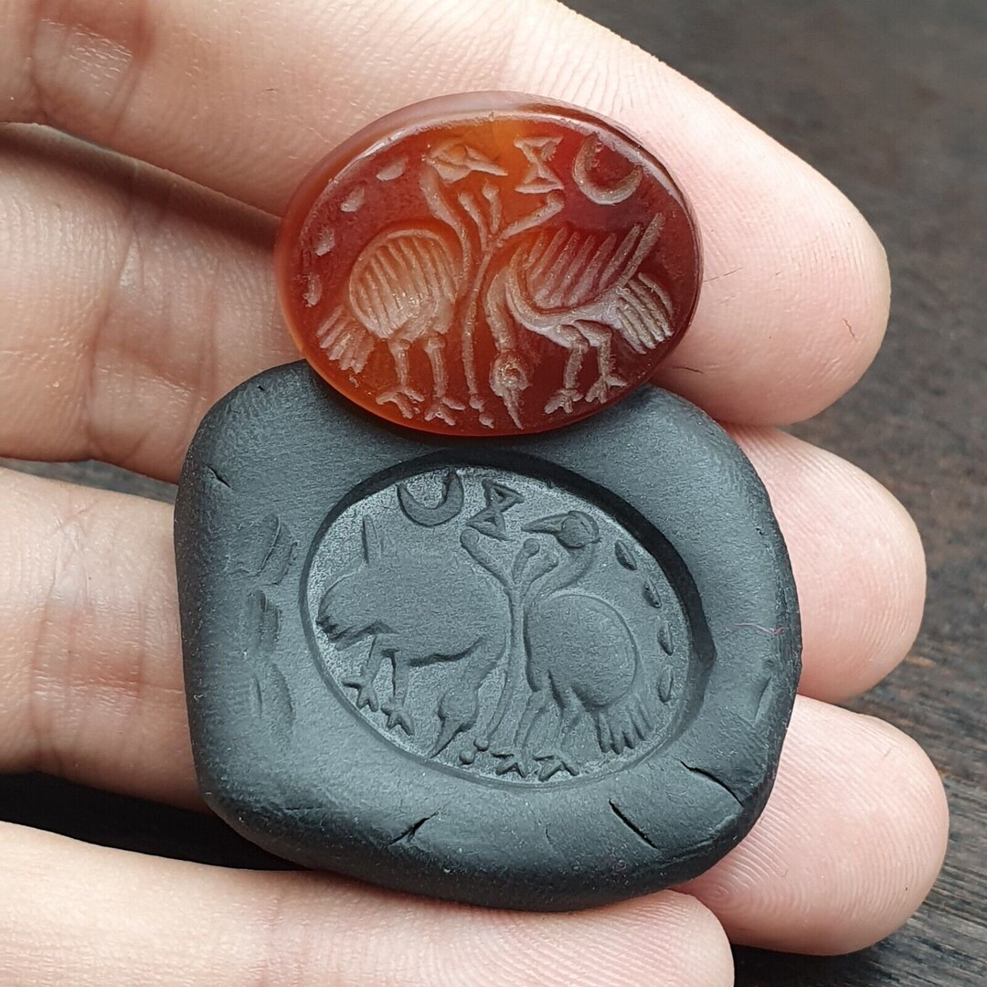 Antique Agate Seal Bead Birds Animals Intaglio Stamp - Etsy