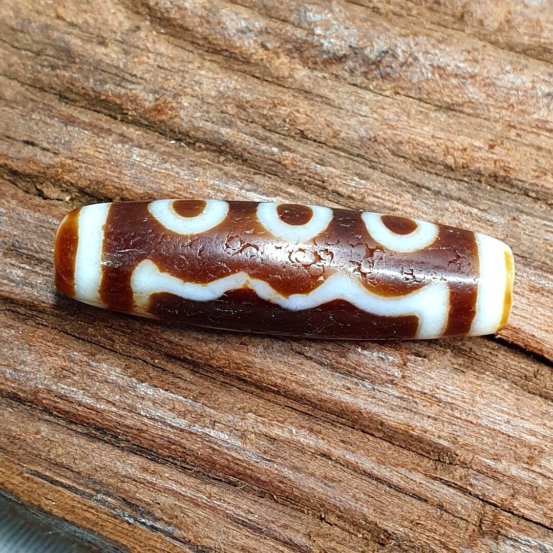 Vintage Tibetan Himalayan 5 Eyes Unique Pattern Agate Stone Dzi Bead ...