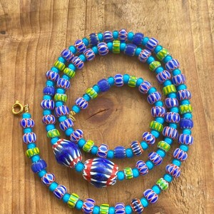 Vintage Chevrons & White Heart Venetian Multilayers Glass Beads ...