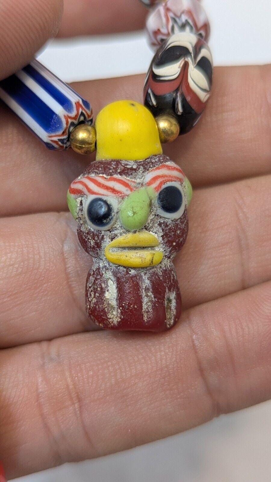 Vintage Handmade Face Bead Mix Chevron Glass Beaded Necklace #3gift - Etsy