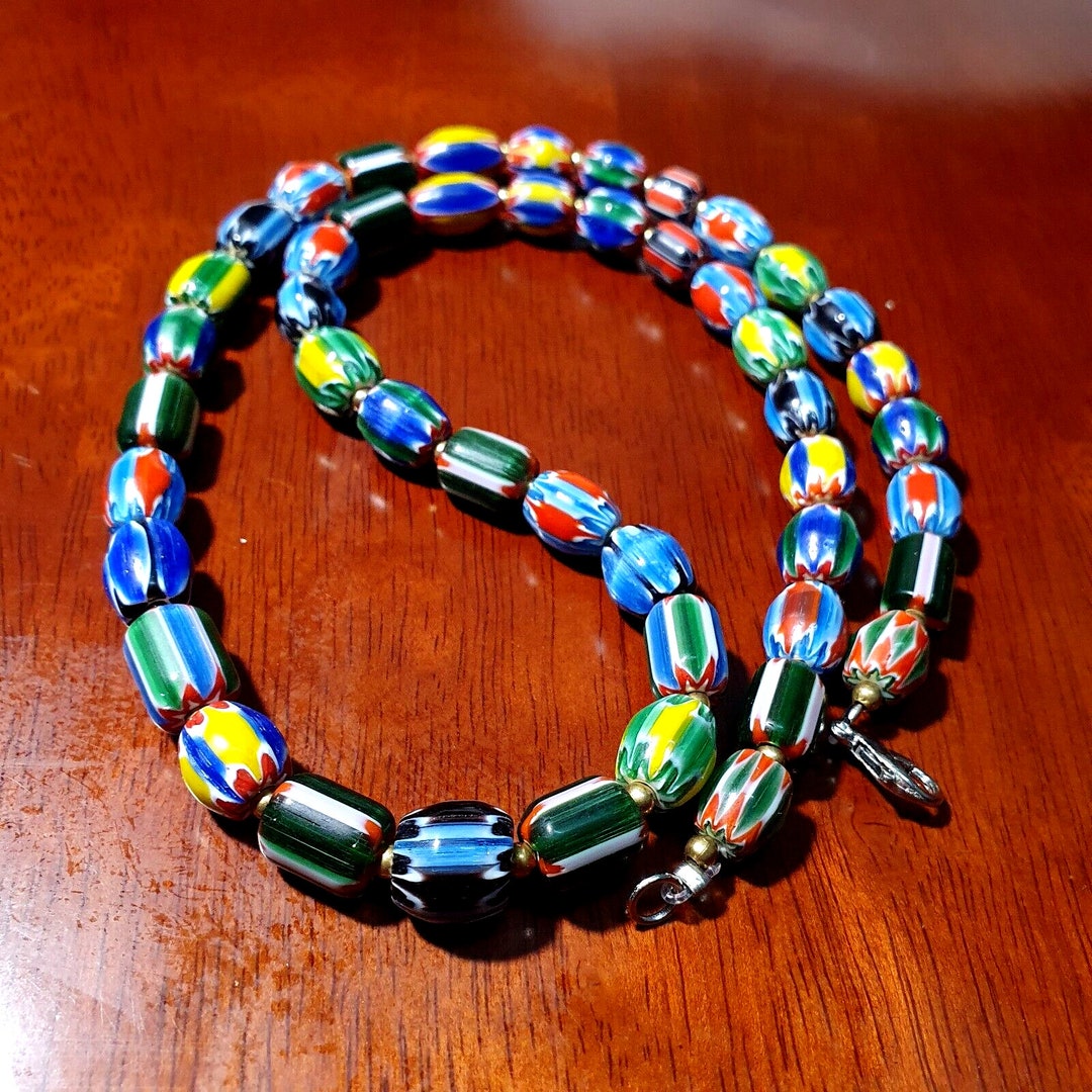 Venetian Inspired Glass Beads Collection Multicolor Chevron Beads ...