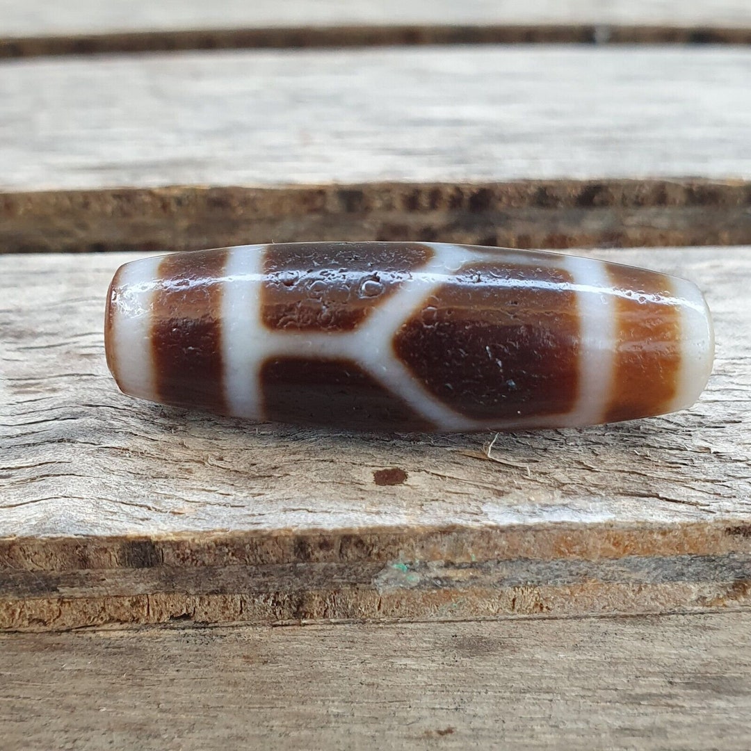 Vintage Tibetan Himalayan Rare Pattern Agate Stone Dzi Bead Amulet At8 ...