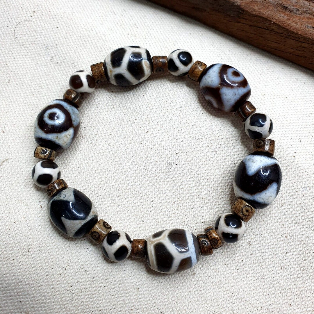 Protective Lucky Tibetan Mix Patterns Agate Dzi Beads Bracelet Tbb-1 - Etsy