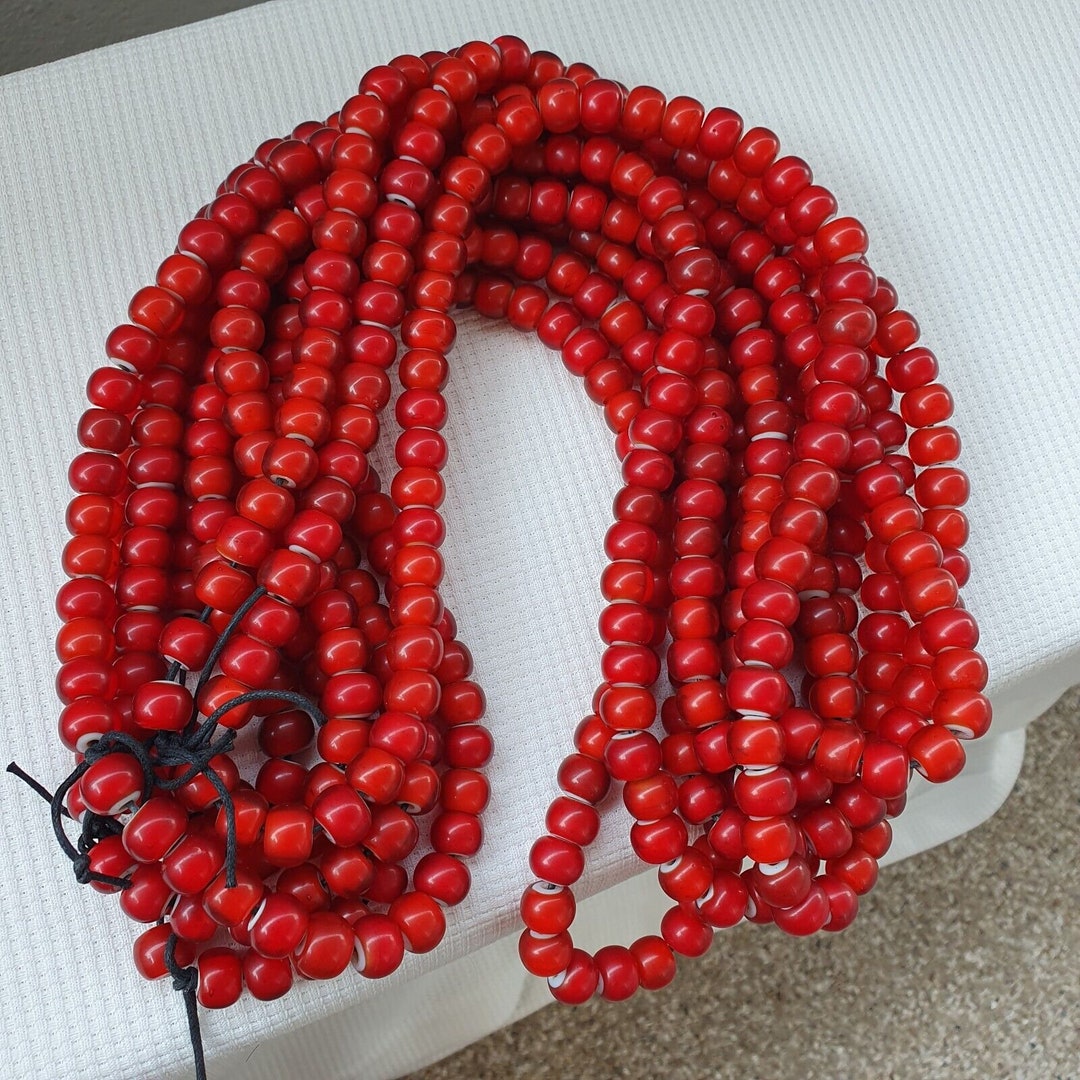9mm Venetian White Heart Trade Beads Necklace 28" Long - Etsy