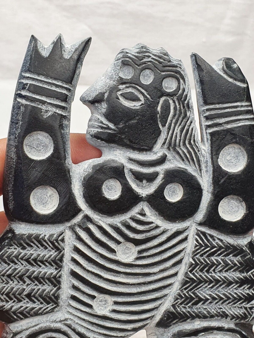 Ancient Jiroft Civilization Black Stone Figure of Mystical Muscular ...
