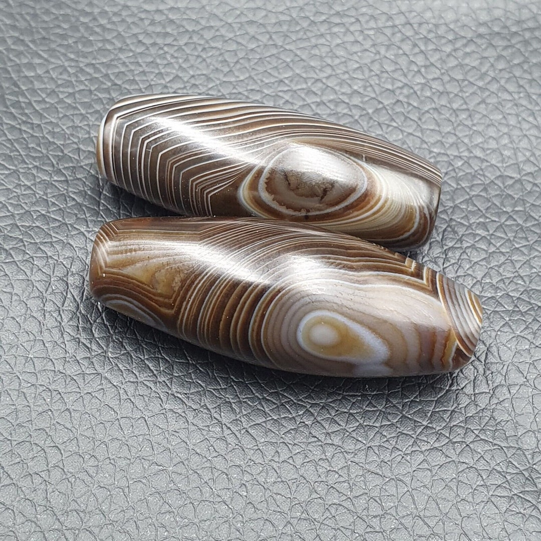 2 Old Yemeni Agate Natural Rare Pattern African Banded Agate Bead Ym-52 ...