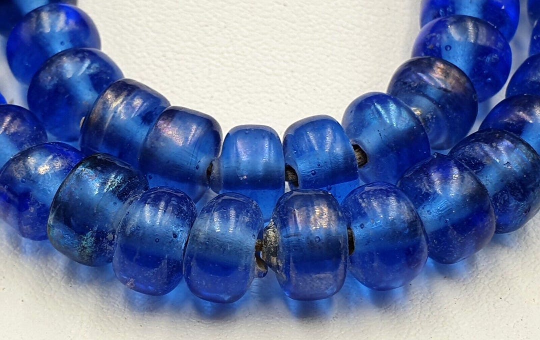 Antique Style Glass Beads Dutch Annular Lamp Work African Trade Cobalt ...