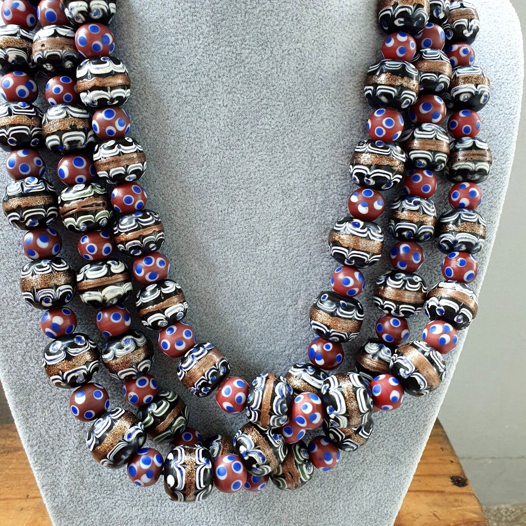 Vintage Venetian Style Skunk Wedding Cake Millefiori Fancy Glass Beads ...