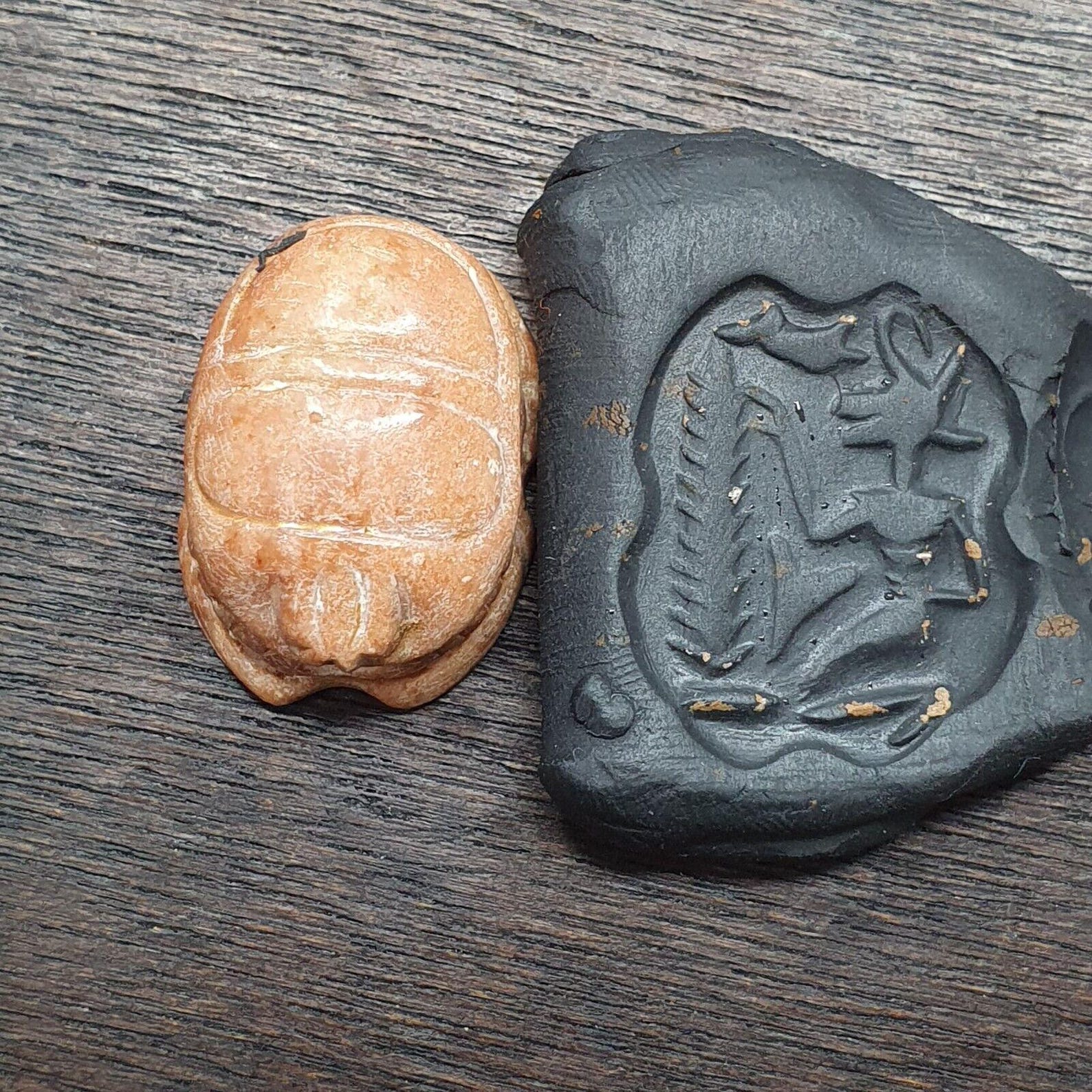 Antique Jasper Bead Mysterious Creature Intaglio Scarab Stamp Pendent ...