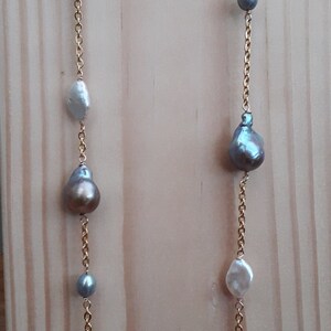 Extra Long Baroque Pearl and Chain Necklace Stalactite - Etsy