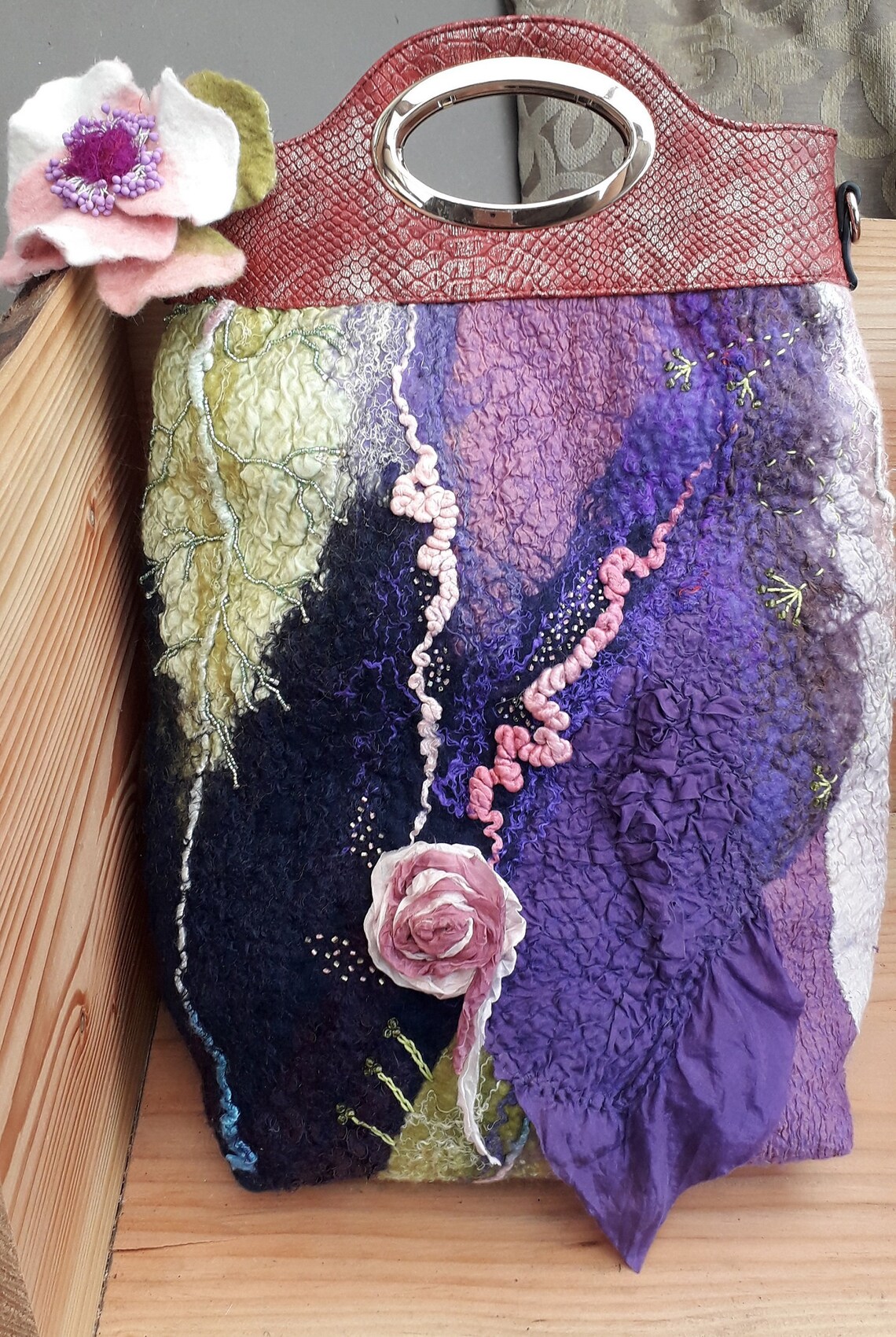 Handmade Felt Bag, Crossbody Felt Bag, Art Felt, Shoulder Bag ...