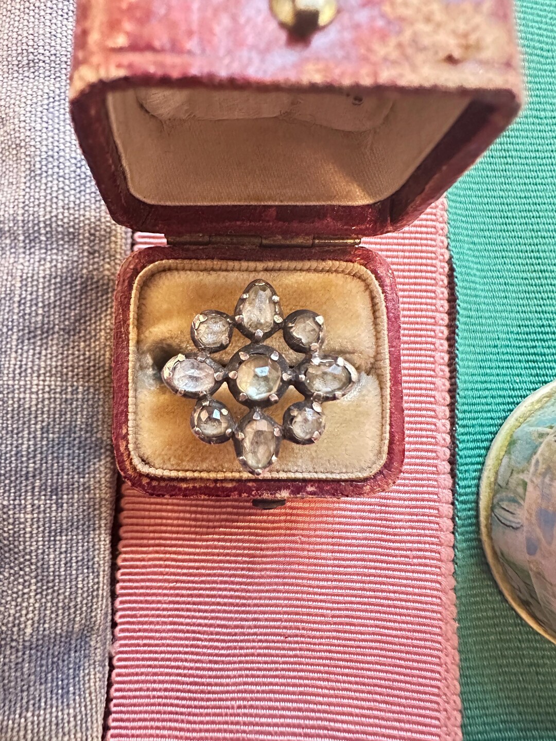 Scarce Georgian Antique Ring Foiled Diamond Paste Jargoon Crafted in ...