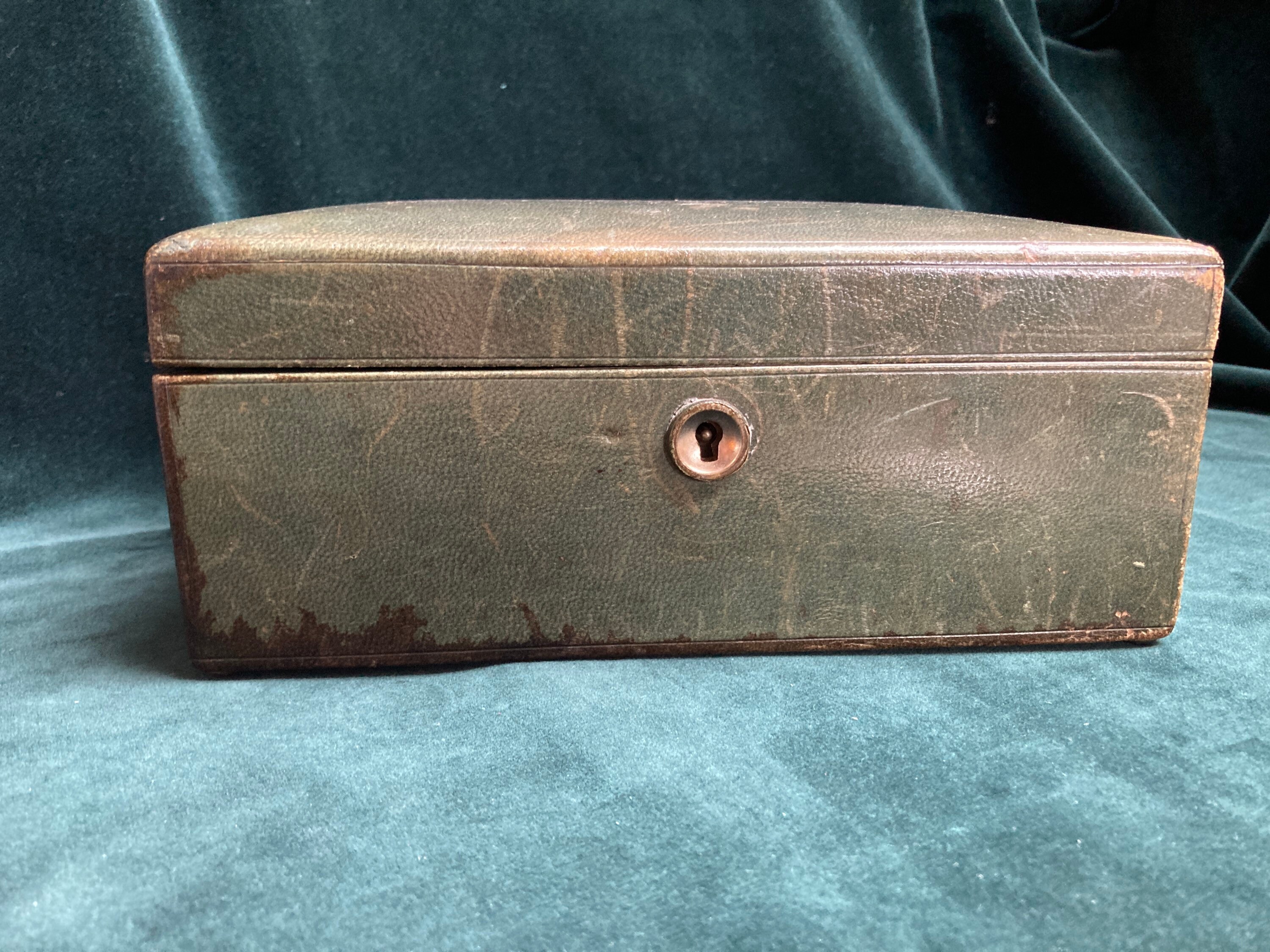 Antique Jewelry Box Velvet and Leather - Etsy