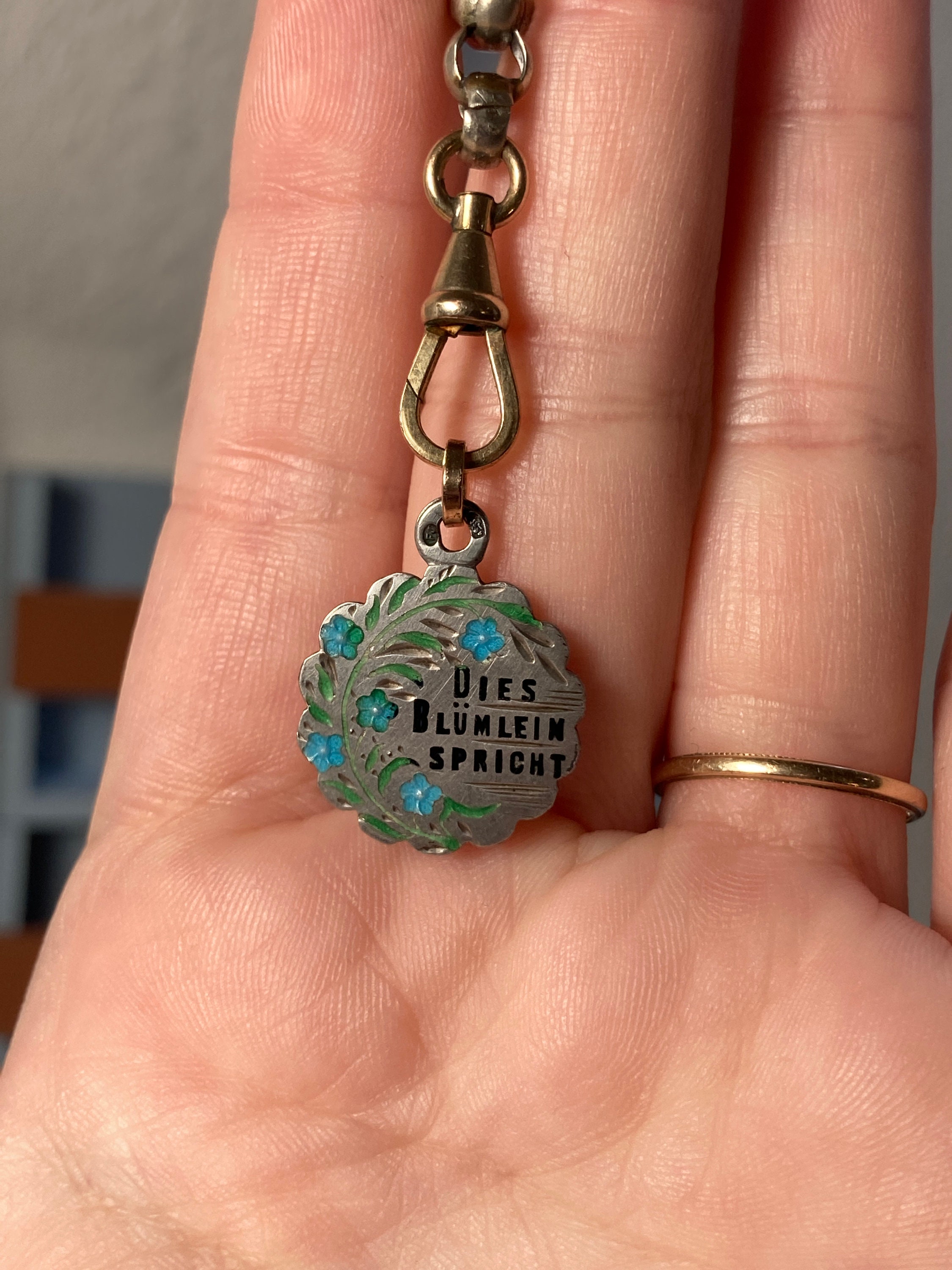 Antique Enamel Memento Souvenir Pendant Forget Me Not German Austrian ...