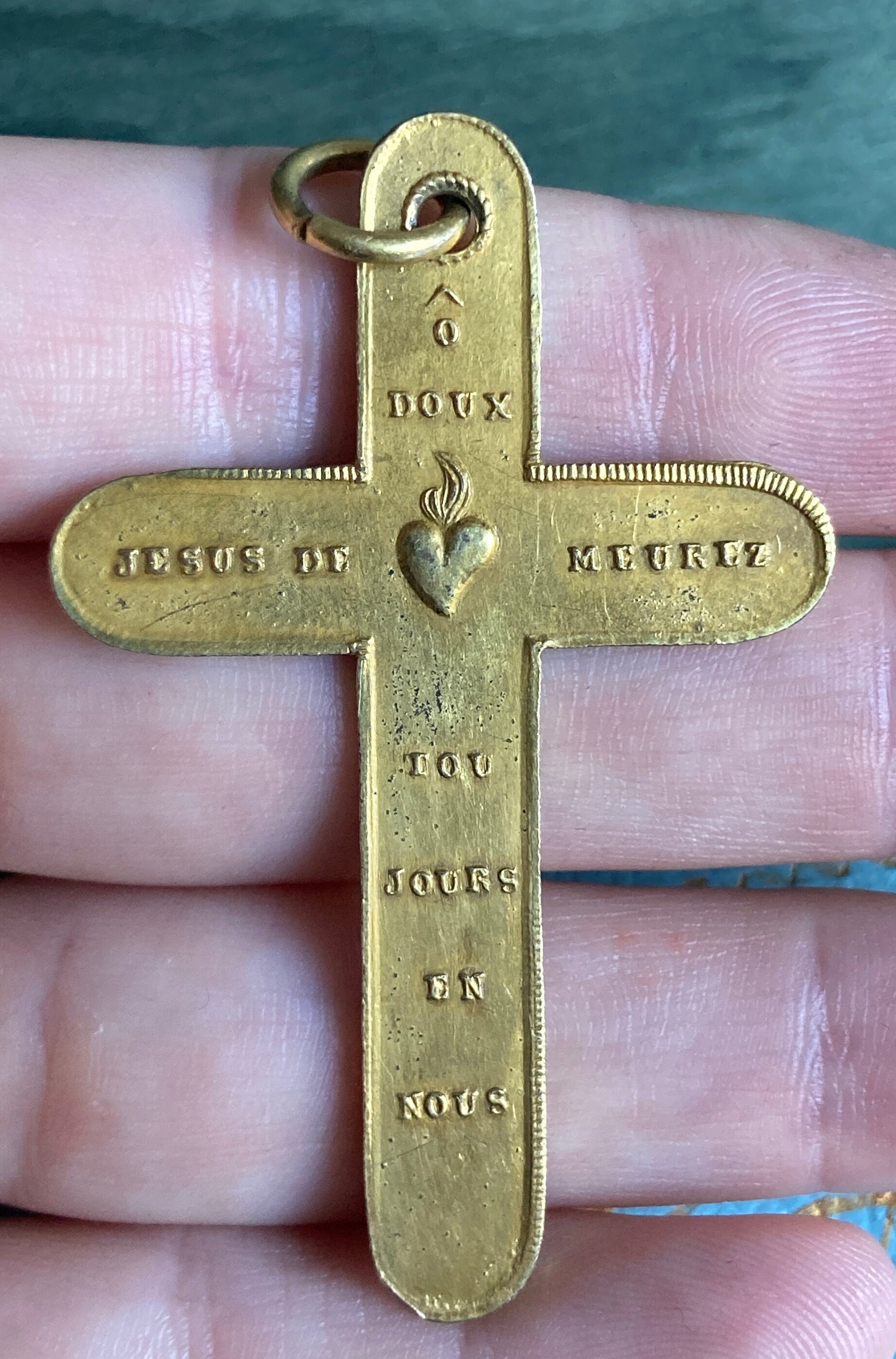 Large Pectoral French Cross With Prayer Pinchbeck Ormulu Pomponne ...