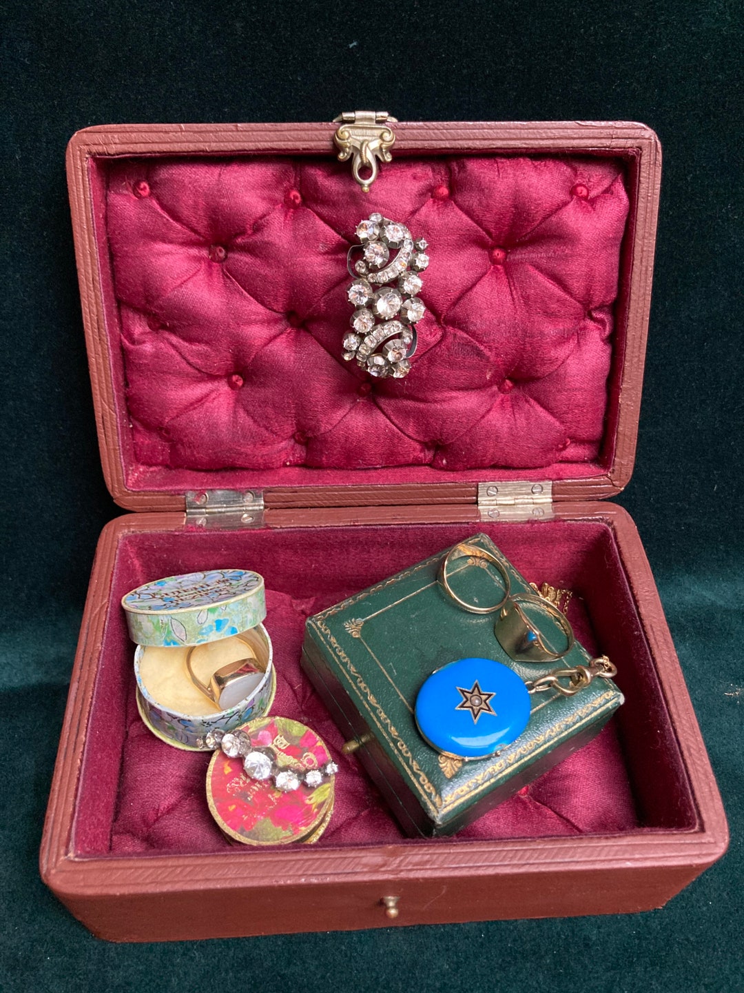 French Jewelry Box Tufted Silk - Etsy