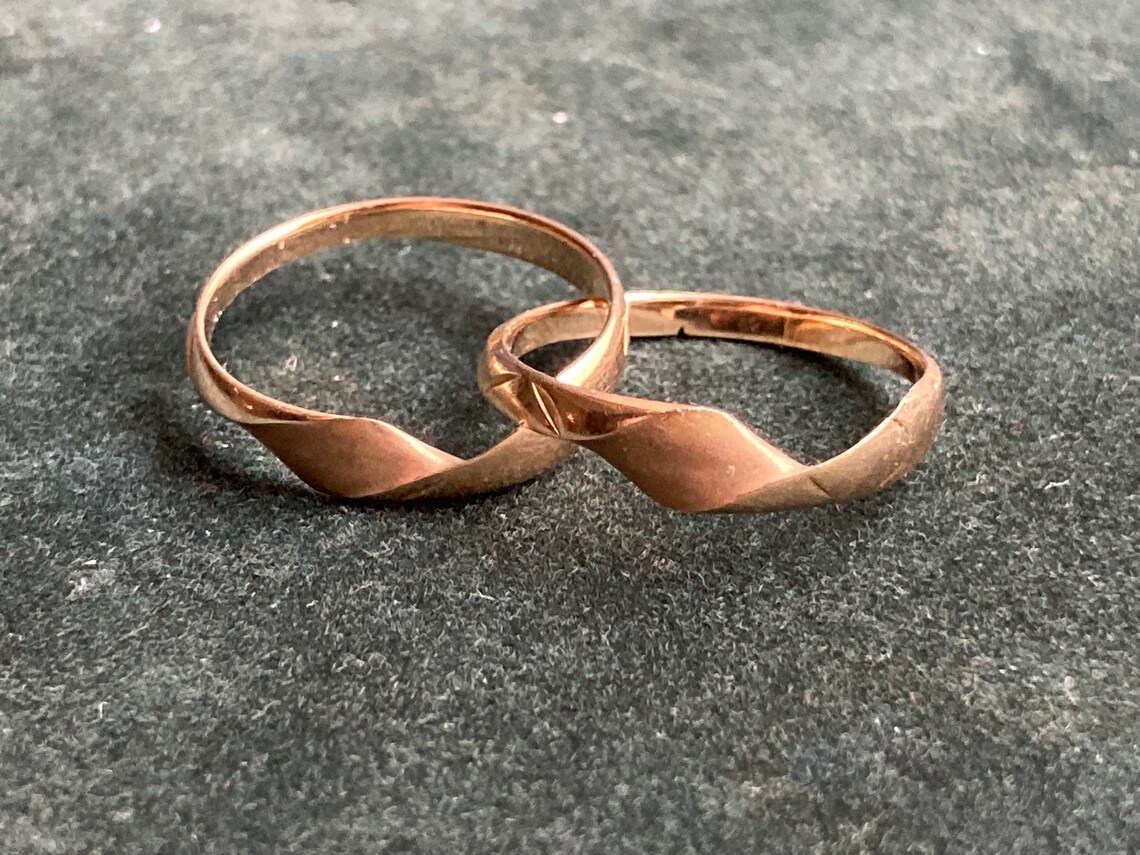 Antique French gimmel Secret Wedding Band Double Band 18k | Etsy