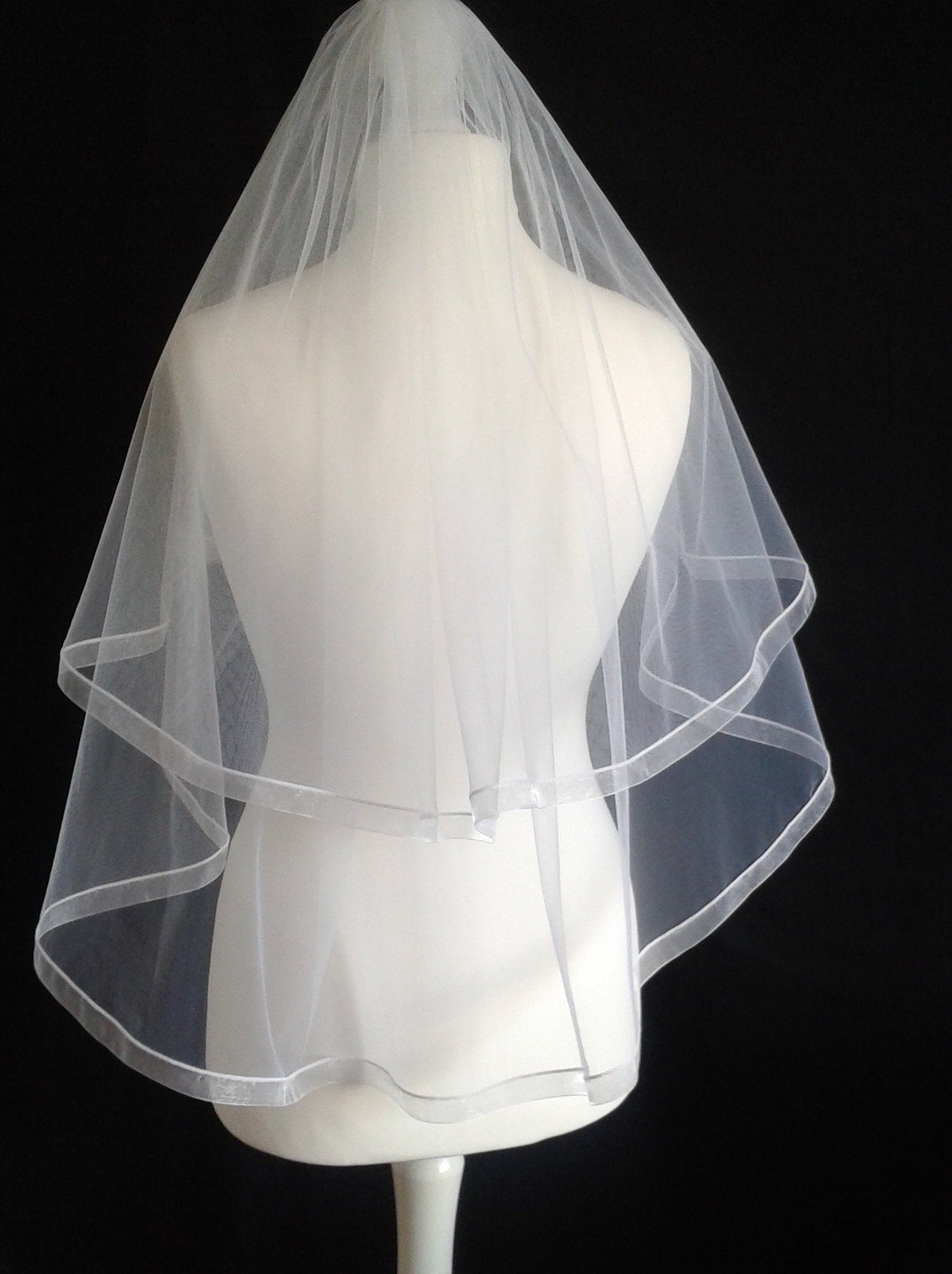 Wedding Veil Ribbon Edge Veil 2 Tier Veil Bridal Veil Any | Etsy