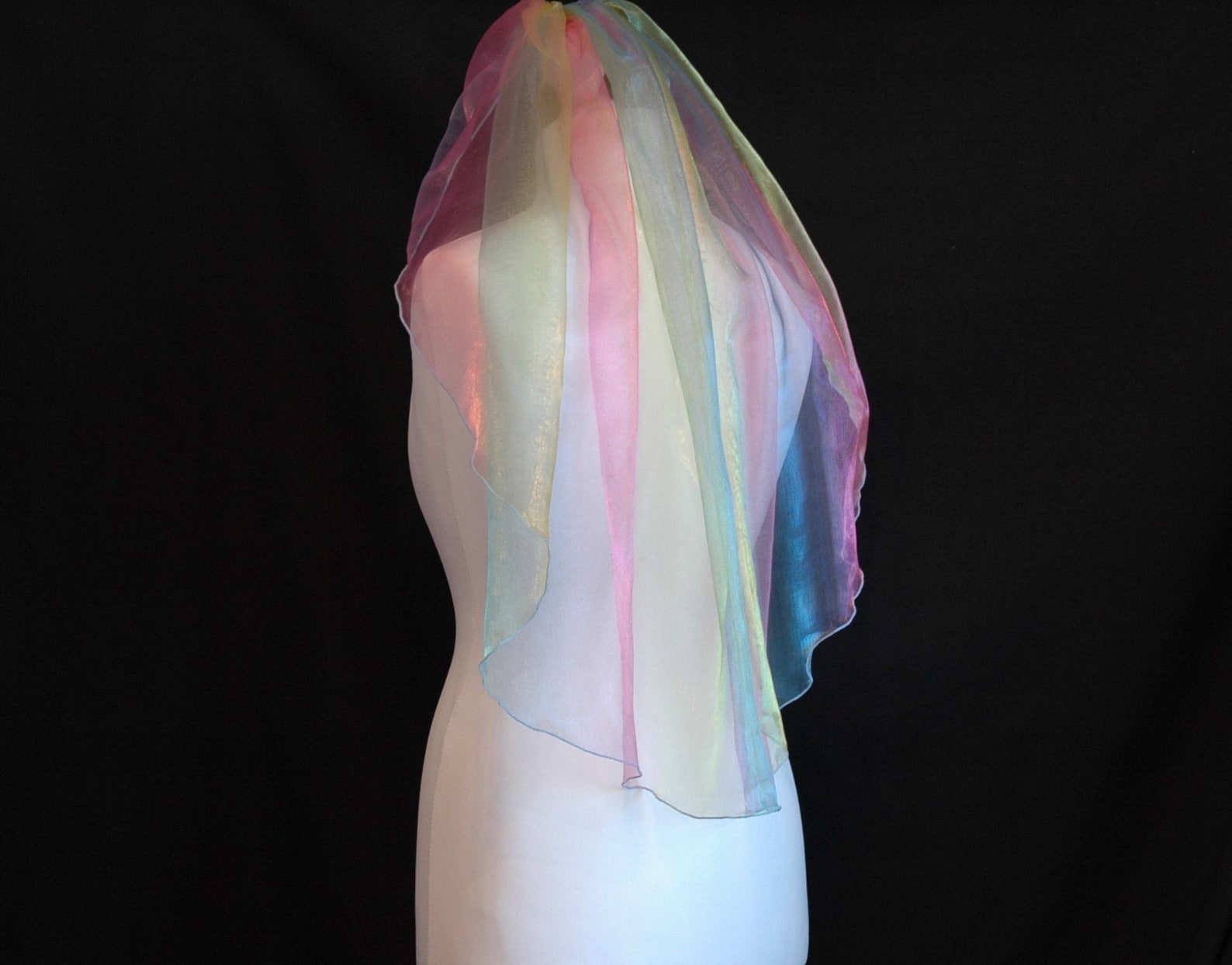 Rainbow Veil 1 Single Tier Pencil Edge Elbow Length - Etsy