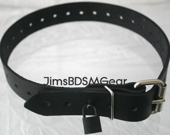 Bondage Belt Black Leather HEAVY DUTY Locking Lockable Restraint Custom ...