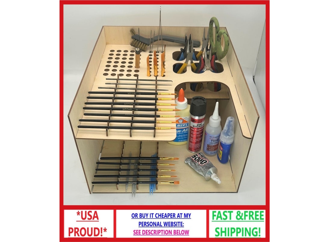 Typhoon Paintbrush/tool Holder Hobby Storage Wooden Organizer - Etsy