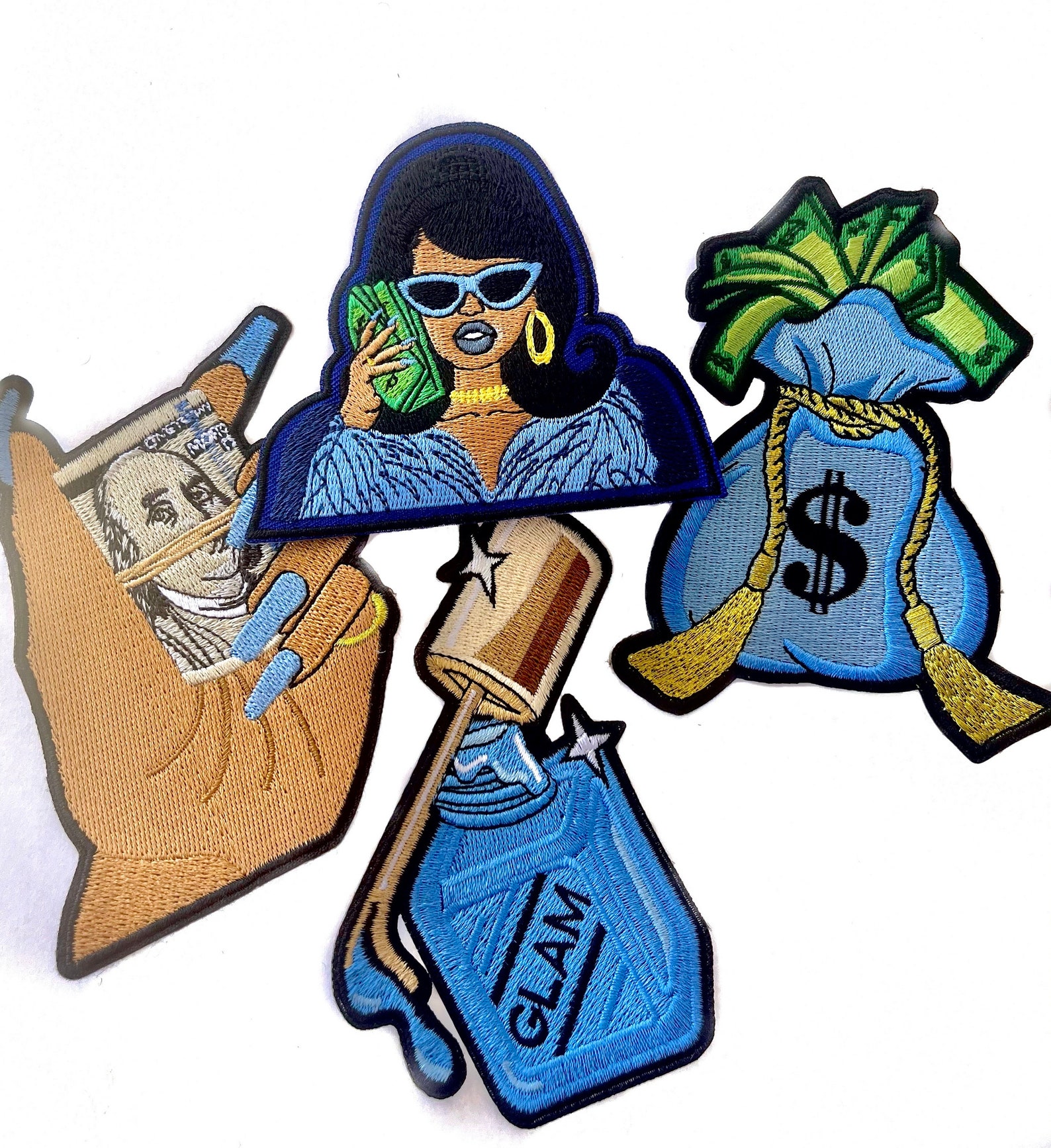 I Get Money (blue Set of Four) Iron on Patches - Etsy