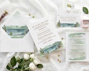 Lake Wedding Invitations | Etsy