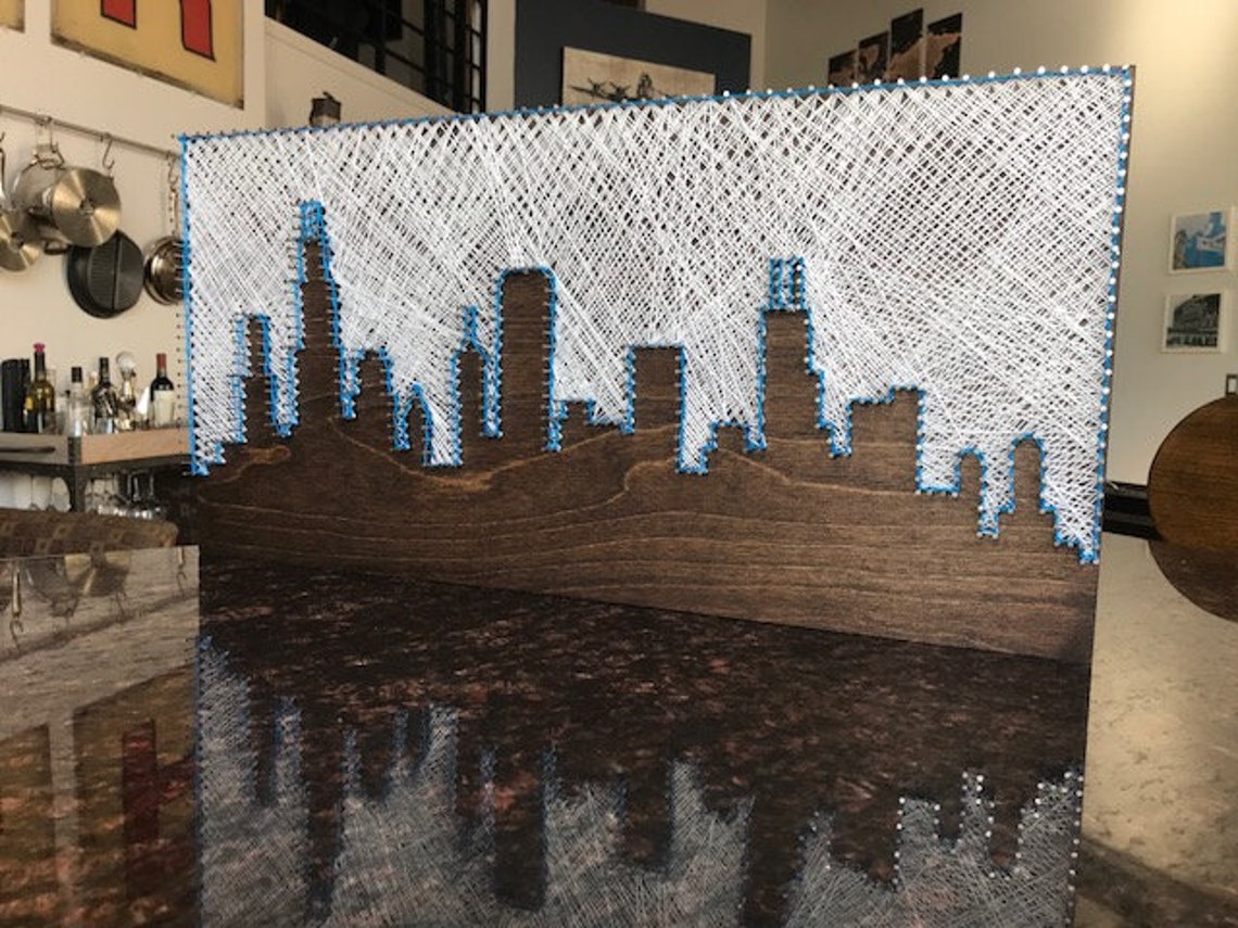 Custom Handcrafted Chicago Skyline String Art - Etsy