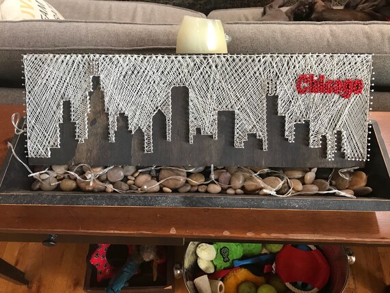 Handcrafted String Art Chicago Skyline Art Piece | Etsy