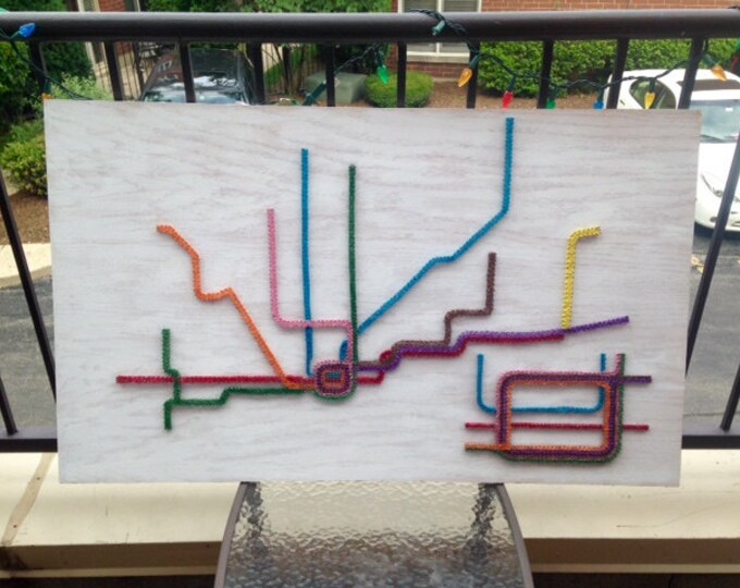 Custom Handmade String Art Chicago CTA Train Map Wooden Art - Etsy