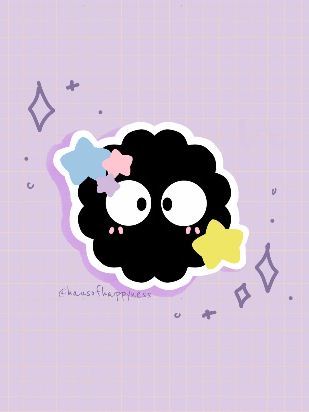 Cute Soot Dust Magic Buddy Star Candy Waterproof Matte Sticker ...