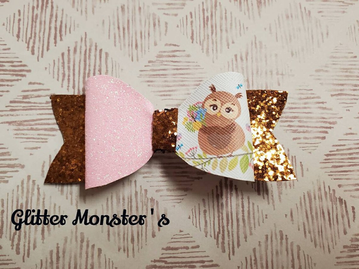 Glitter Owl Hair Bow Owl Hair Bow Owl Headband Glitter Owl | Etsy
