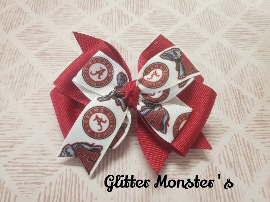 Alabama Roll Tide Hair Bow, Alabama Football Bow, Alabama Football ...