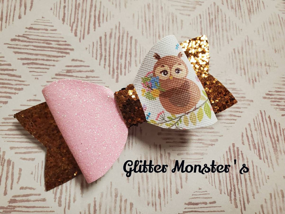 Glitter Owl Hair Bow Owl Hair Bow Owl Headband Glitter Owl | Etsy