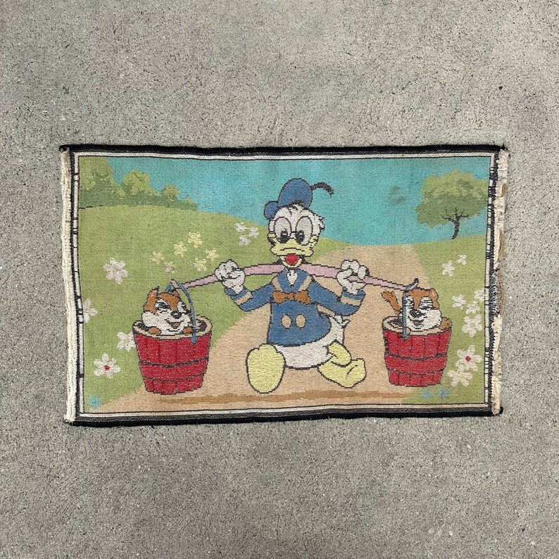 1960s Disney Donald Duck and Chipmunks Rug - Etsy