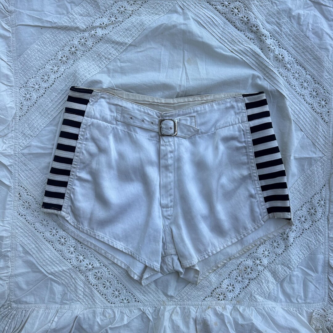 1940s Ellerman Co Satin Gym Shorts Black and White Stripe - Etsy