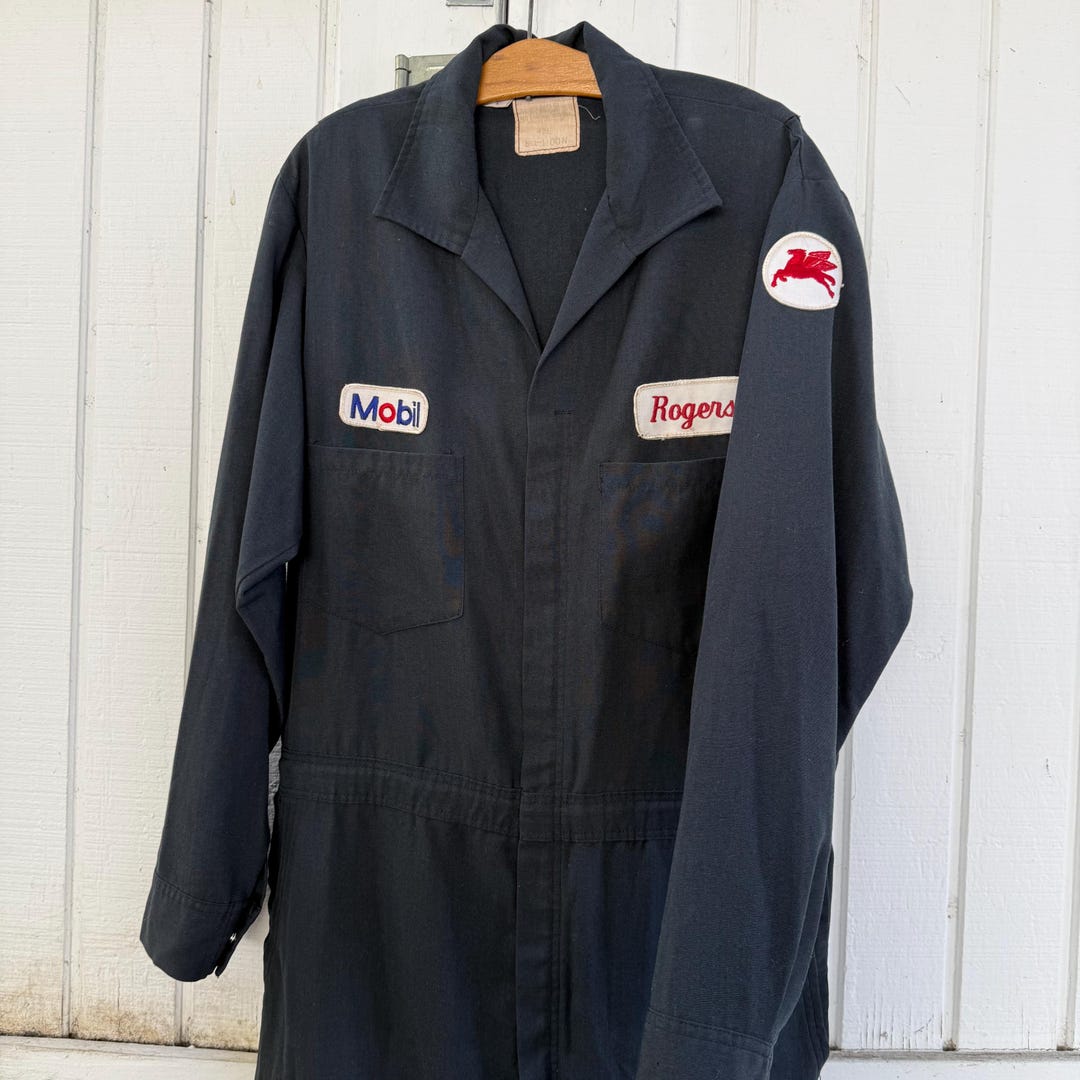 1960s Workrite Mobil Gas Workers Navy Coveralls With Original Patches ...
