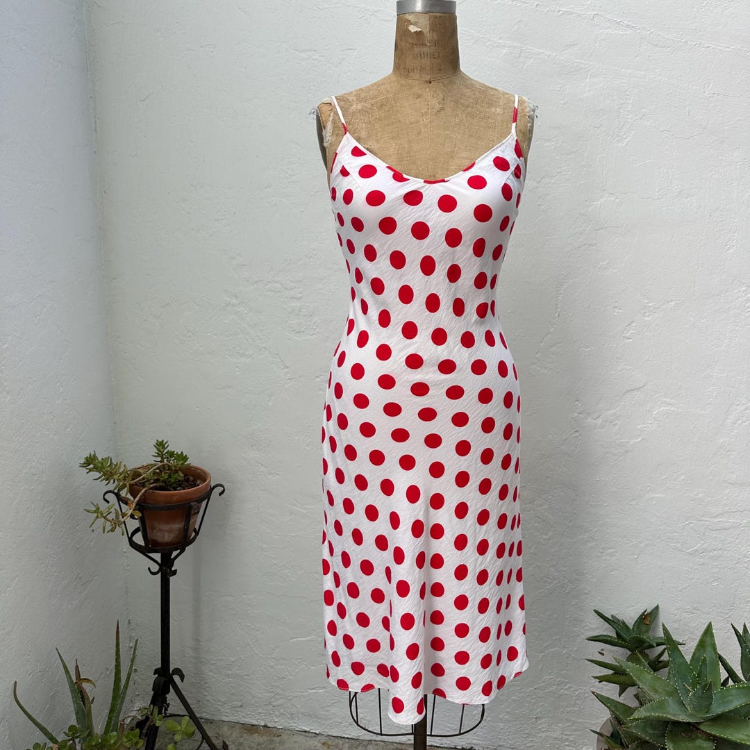 1980s Red Polka Dot Bias Cut Sundress - Etsy