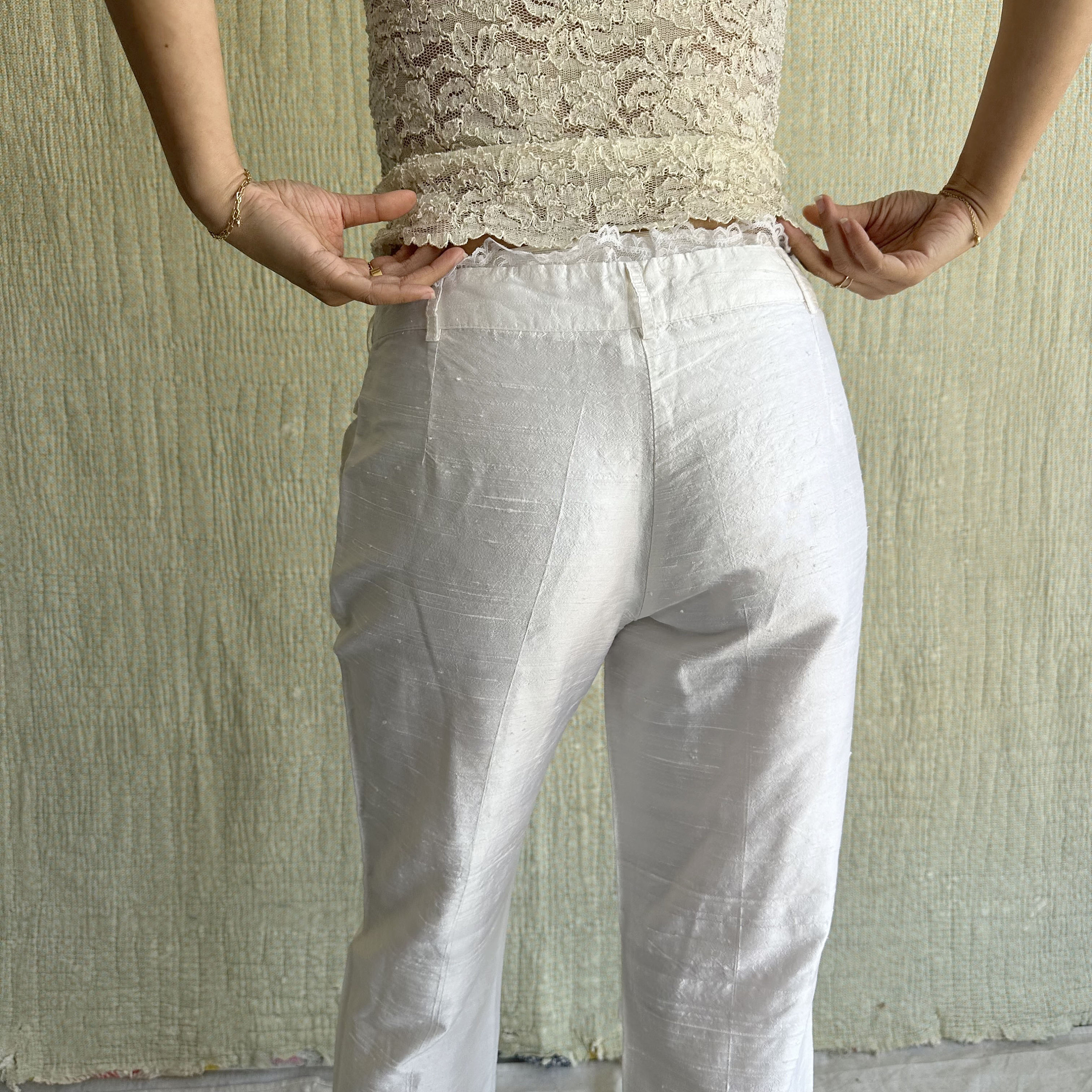 90s Italian Raw Silk Capris With Lace Trim - Etsy