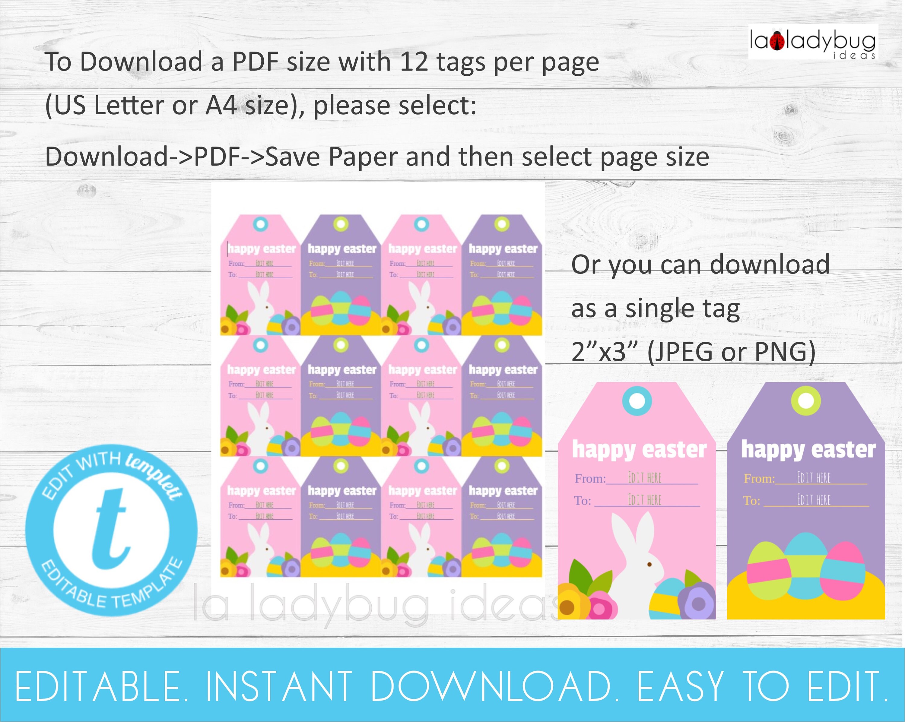 Editable Easter Gift Tags, Printable Cards (PDF) - Etsy