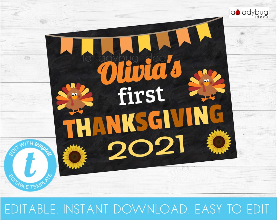 Editable First Thanksgiving Sign. Printable My First Thanksgiving Sign ...