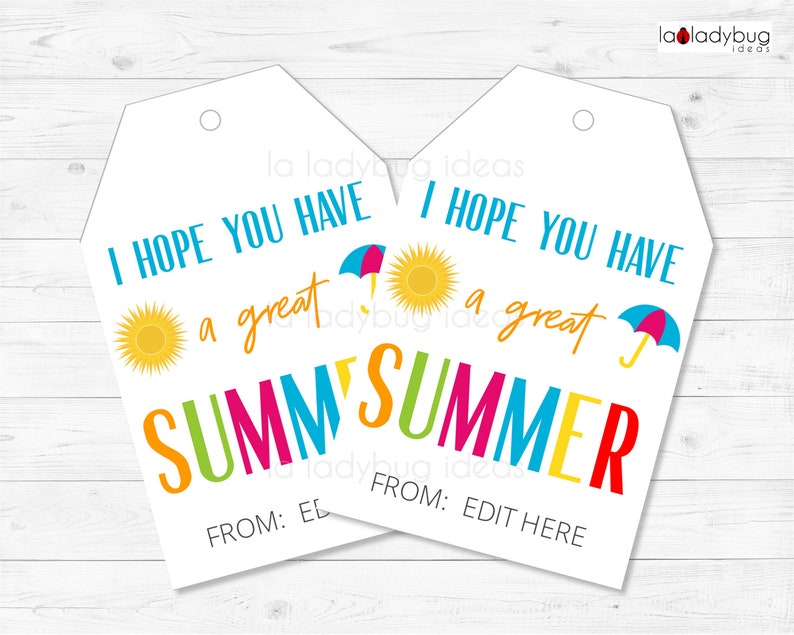 Summer Gift Tags. Editable and Printable Gift Tags for Summer. - Etsy