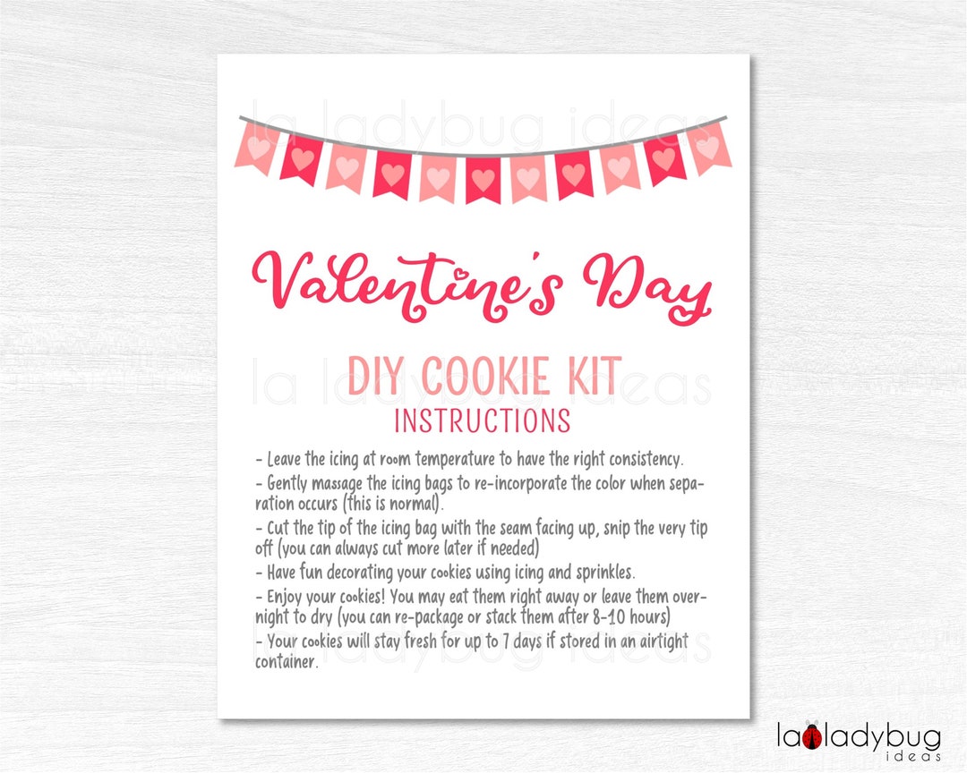 Valentine's Day DIY Cookie Kit Instructions. Valentine DIY Cookie Kit ...
