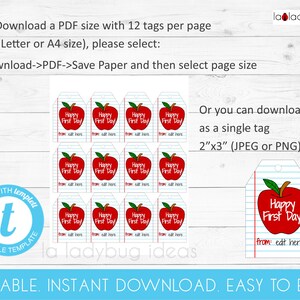 Editable Welcome Back to School Gift Tags. Back to School Printable ...