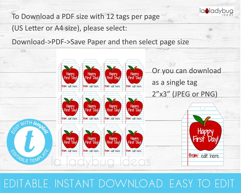 Editable Welcome Back to School Gift Tags. Back to School - Etsy