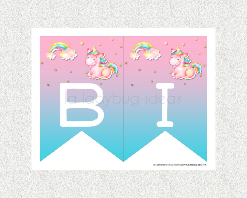 Unicorn Birthday Banner. Printable. Girl Birthday Party | Etsy